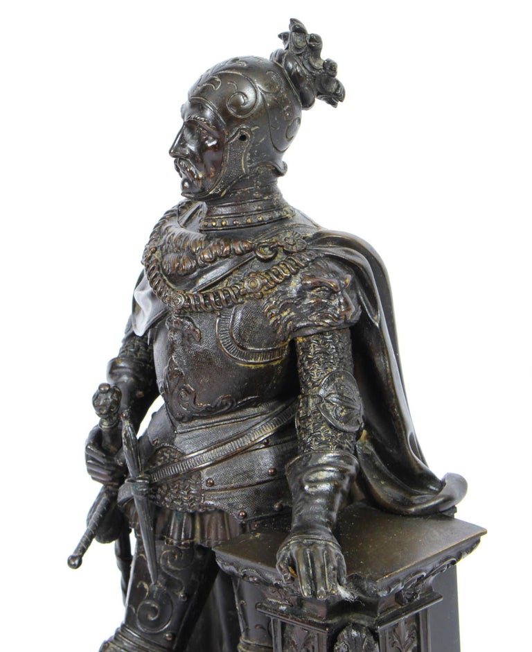 Antique French Malachite and Bronze Sculpture of a Knight in Armour ...