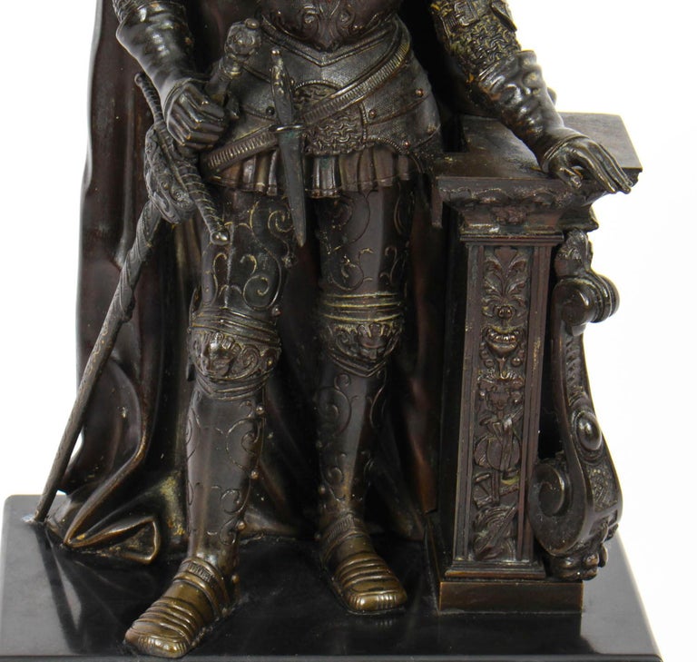 Antique French Malachite and Bronze Sculpture of a Knight in Armour ...