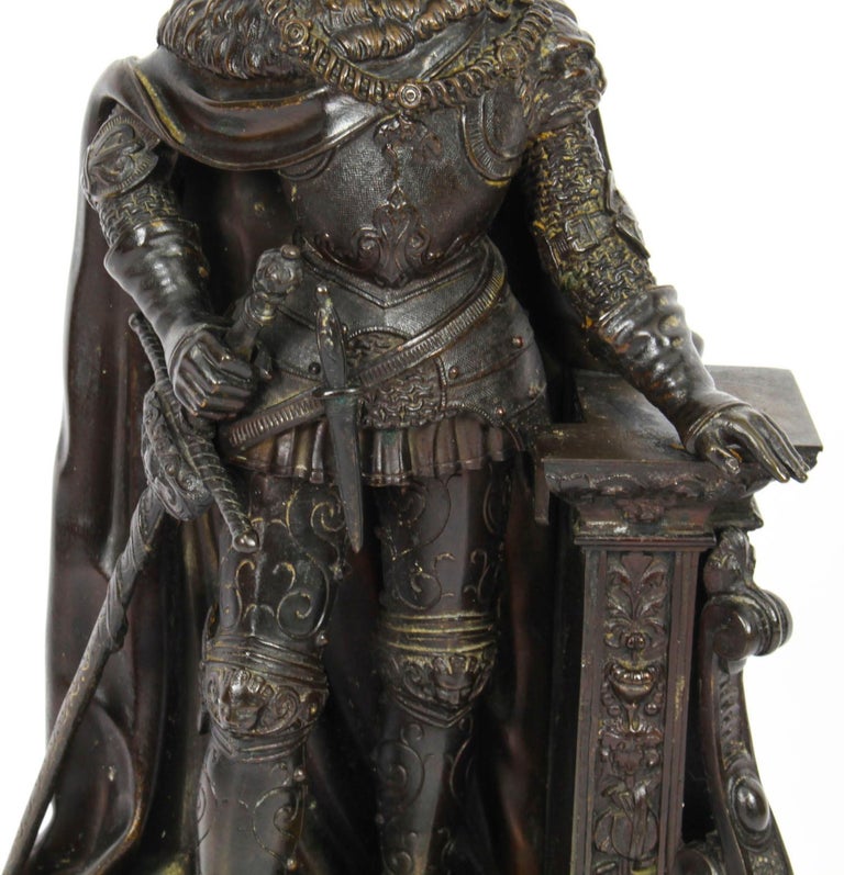 Antique French Malachite and Bronze Sculpture of a Knight in Armour ...