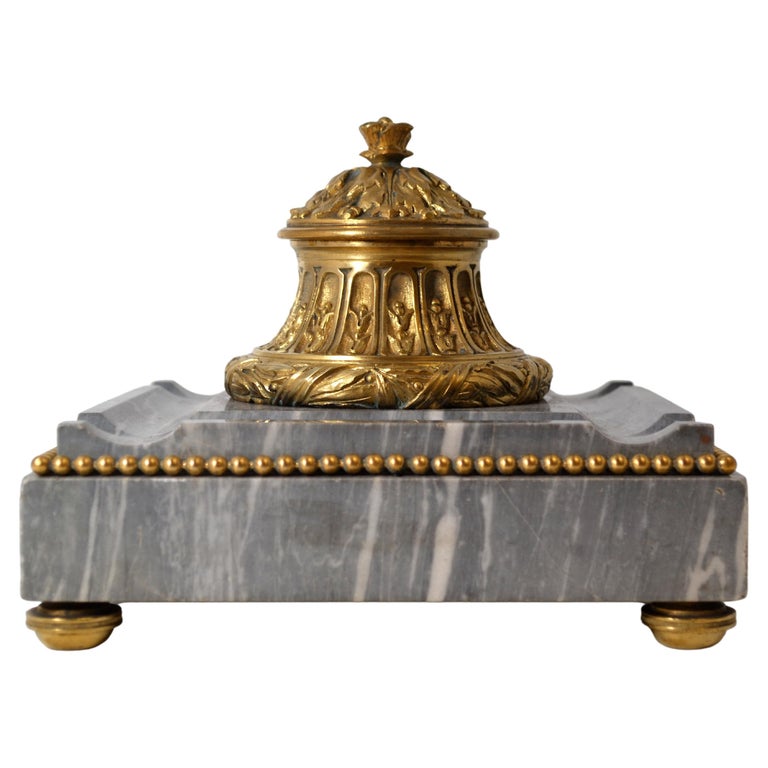 Antique French Marble and Bronze Inkstand For Sale at 1stDibs