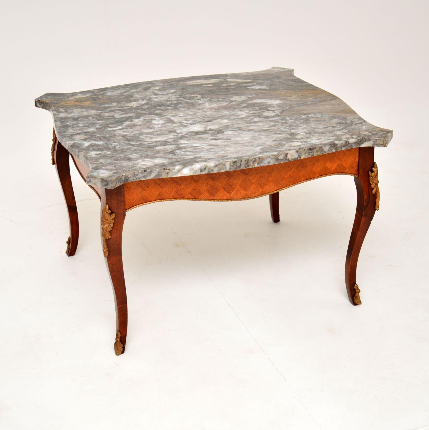 Antique French Marble Top Coffee Table For Sale at 1stDibs