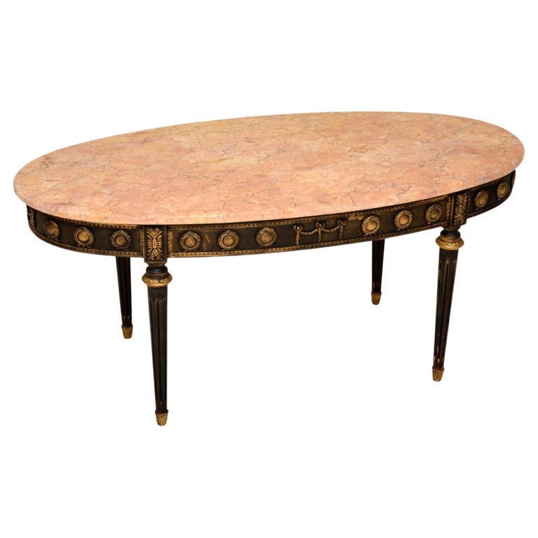 Antique French Marble Top Coffee Table For Sale at 1stDibs