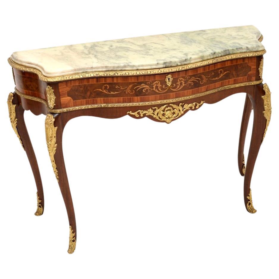 Antique French Giltwood Marble Top Console Table For Sale at 1stDibs
