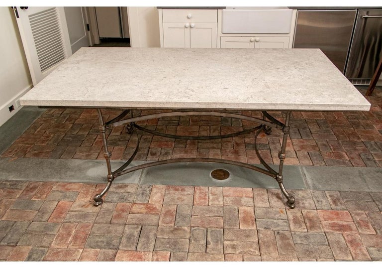 Antique French Marble Top Iron Baker’s Table For Sale at 1stDibs