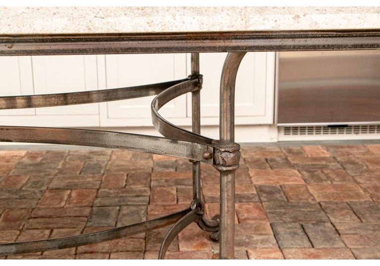 Antique French Marble Top Iron Baker’s Table For Sale at 1stDibs