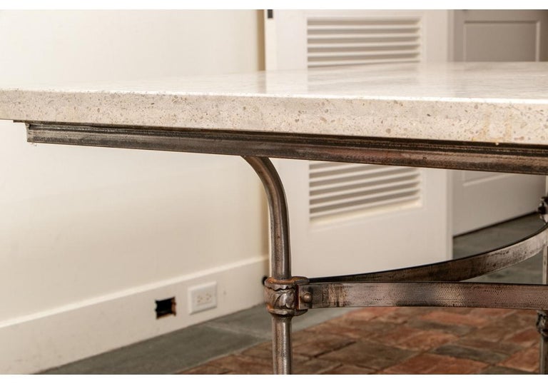 Antique French Marble Top Iron Baker’s Table For Sale at 1stDibs