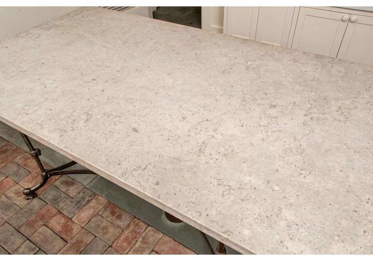 Antique French Marble Top Iron Baker’s Table For Sale at 1stDibs