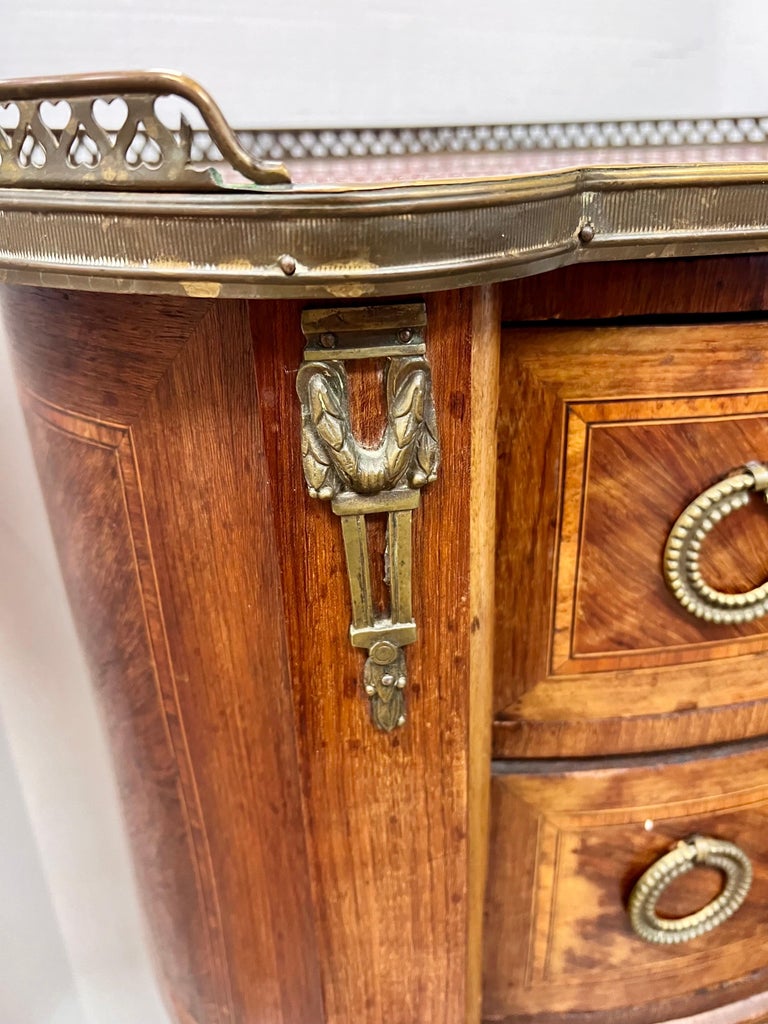 Antique French Marble Top Two Drawer Commode Chest For Sale at 1stDibs