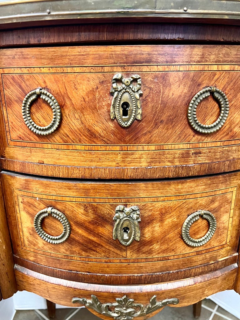 Antique French Marble Top Two Drawer Commode Chest For Sale at 1stDibs