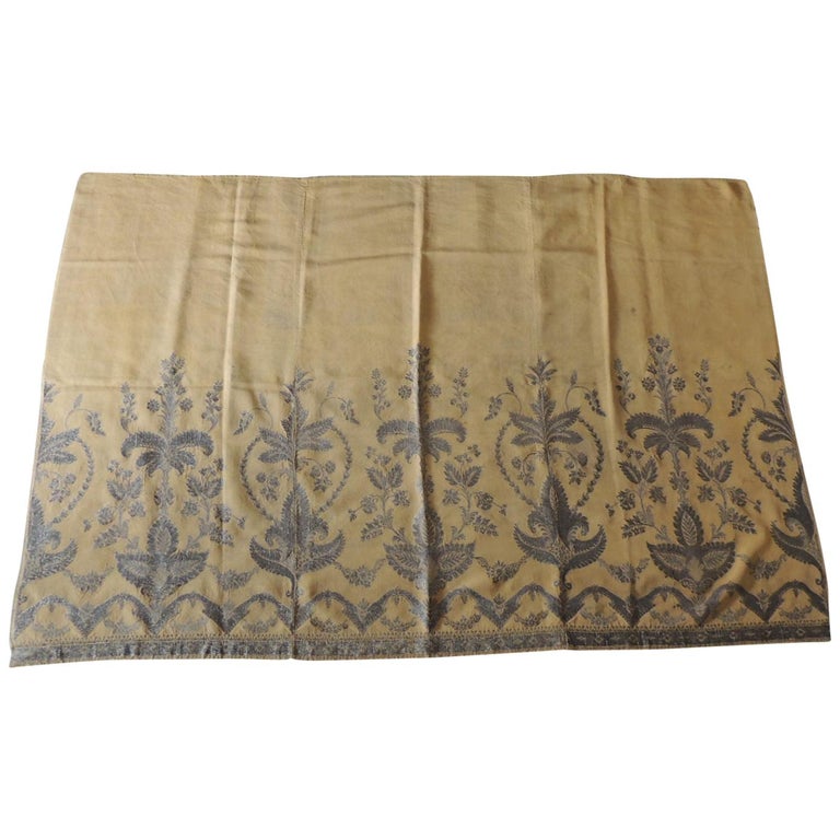 Antique French Metallic Threads Embroidered On Gold Silk Panel For Sale ...