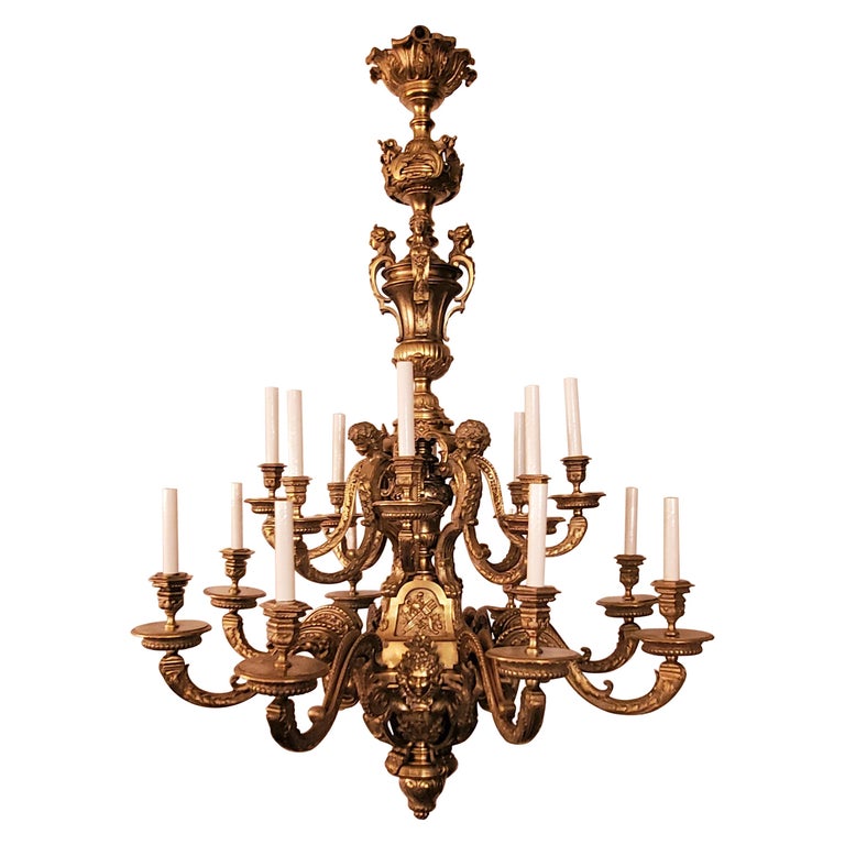Antique French Mid 19th Century Bronze Cardinal Mazarin Chandelier at ...