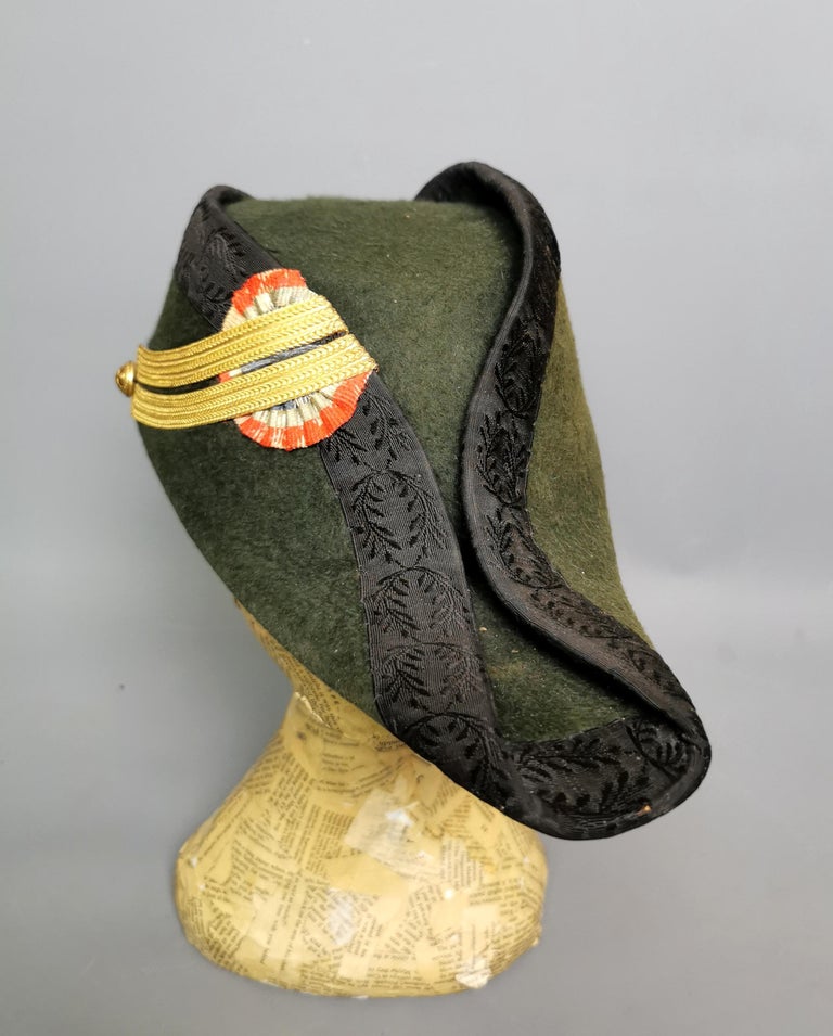 Antique French Military bicorn hat, 19th century For Sale at 1stDibs