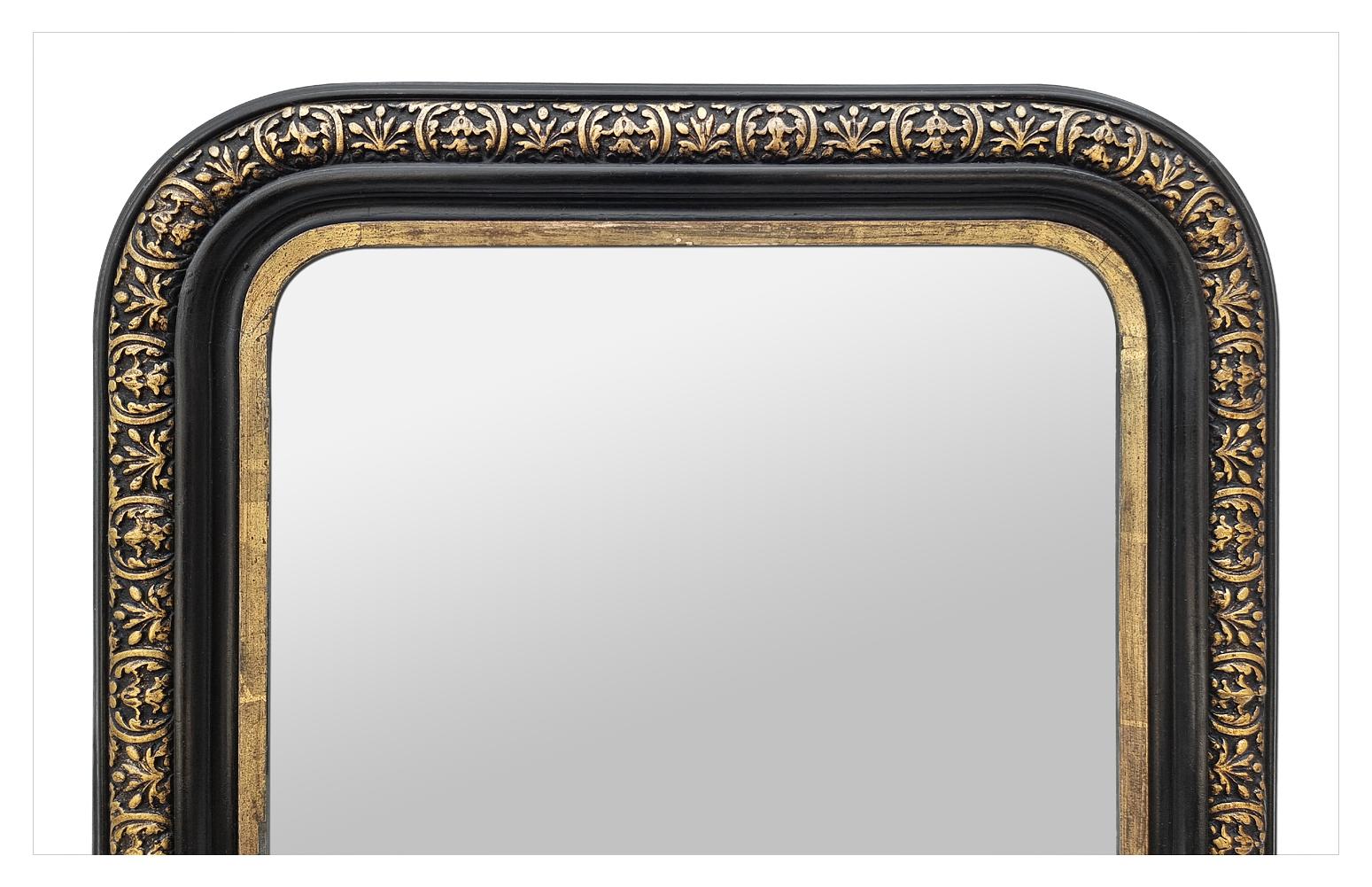 Antique French Mirror, Giltwood and Black Colors, circa 1870 For Sale ...
