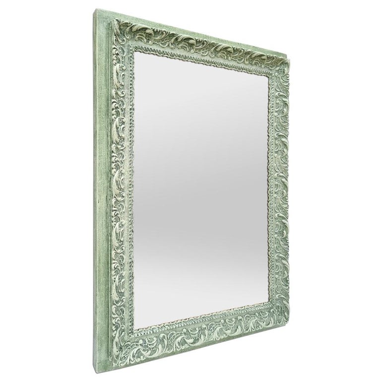 Antique French Mirror, Green Patina Colors, circa 1900 For Sale at 1stDibs