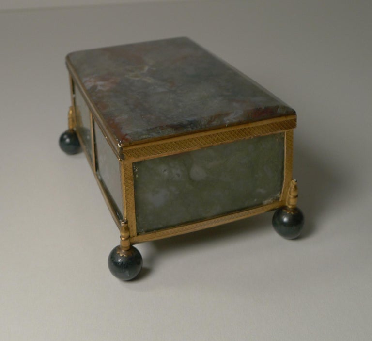 Antique French Moss Agate and Gilded Box, 19th Century at 1stDibs