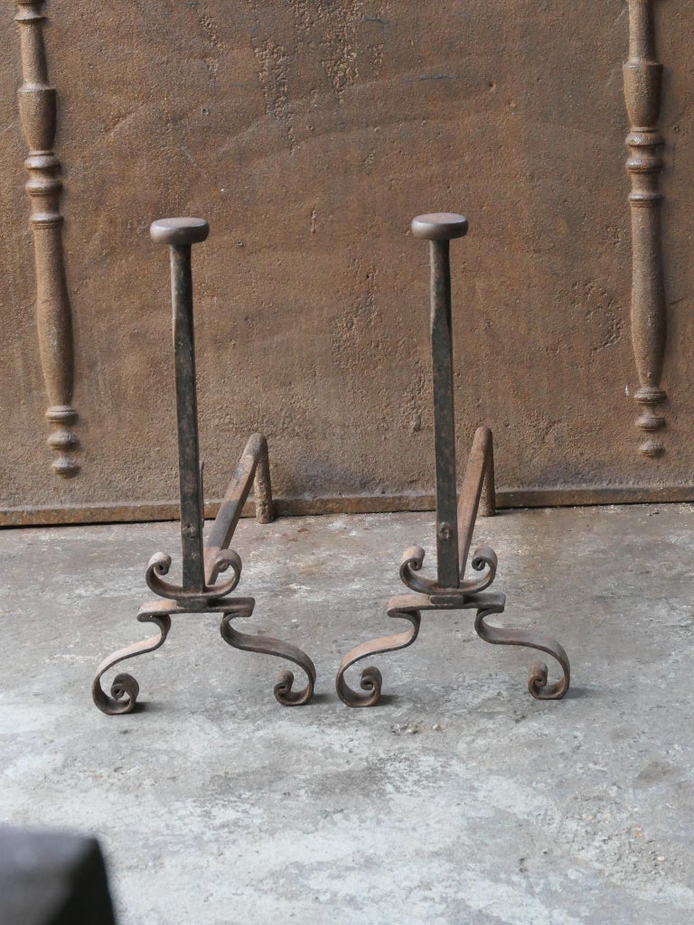 Antique French Napoleon III Andirons or Firedogs, 19th Century For Sale ...