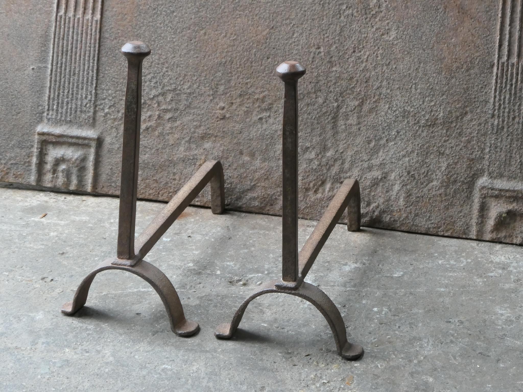 Antique French Napoleon III Andirons or Firedogs, 19th Century For Sale ...