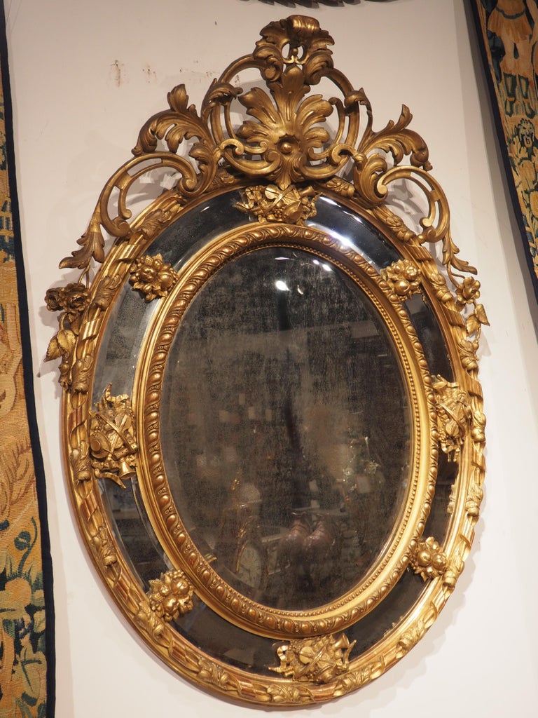 Antique French Napoleon III Giltwood Mirror with Musical Trophy Decor ...