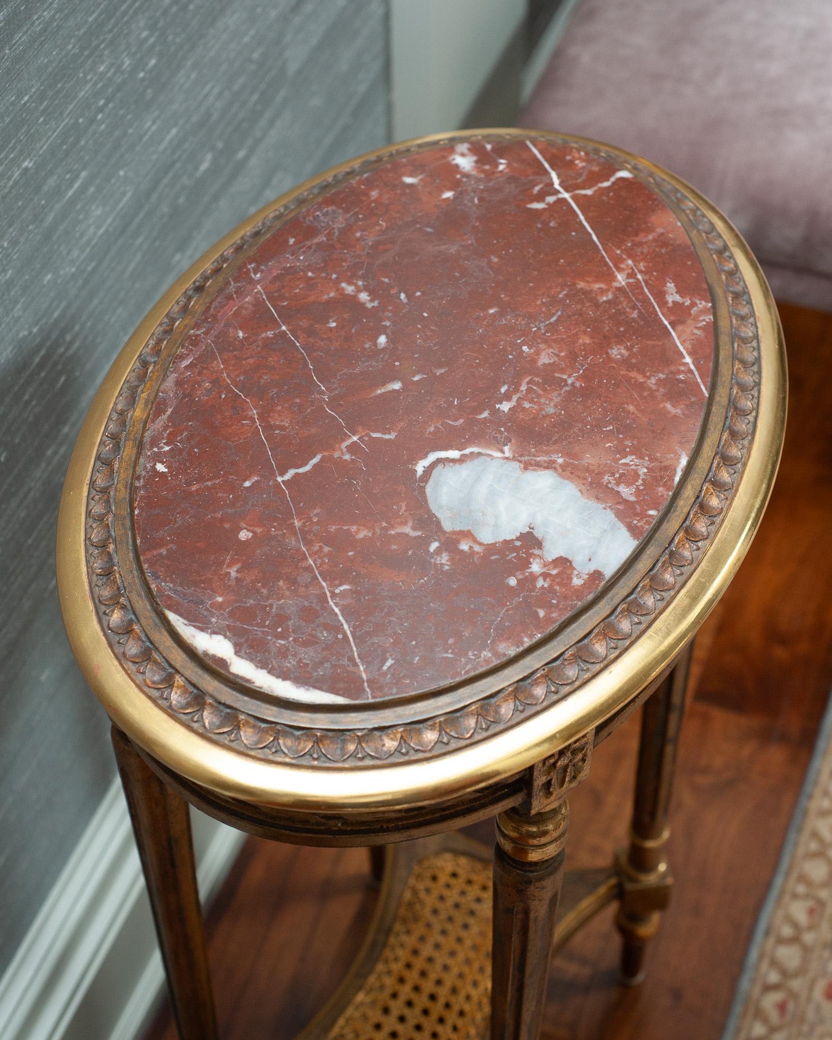 Antique French Napoleon III Giltwood Table with Original Breccia Marble ...