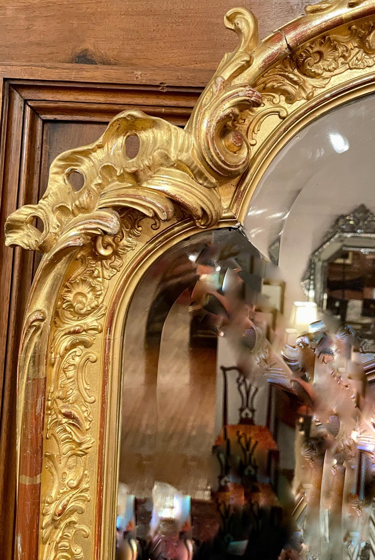 Antique French Napoleon III Gold Leaf Mirror with Beveling, Circa 1875 ...
