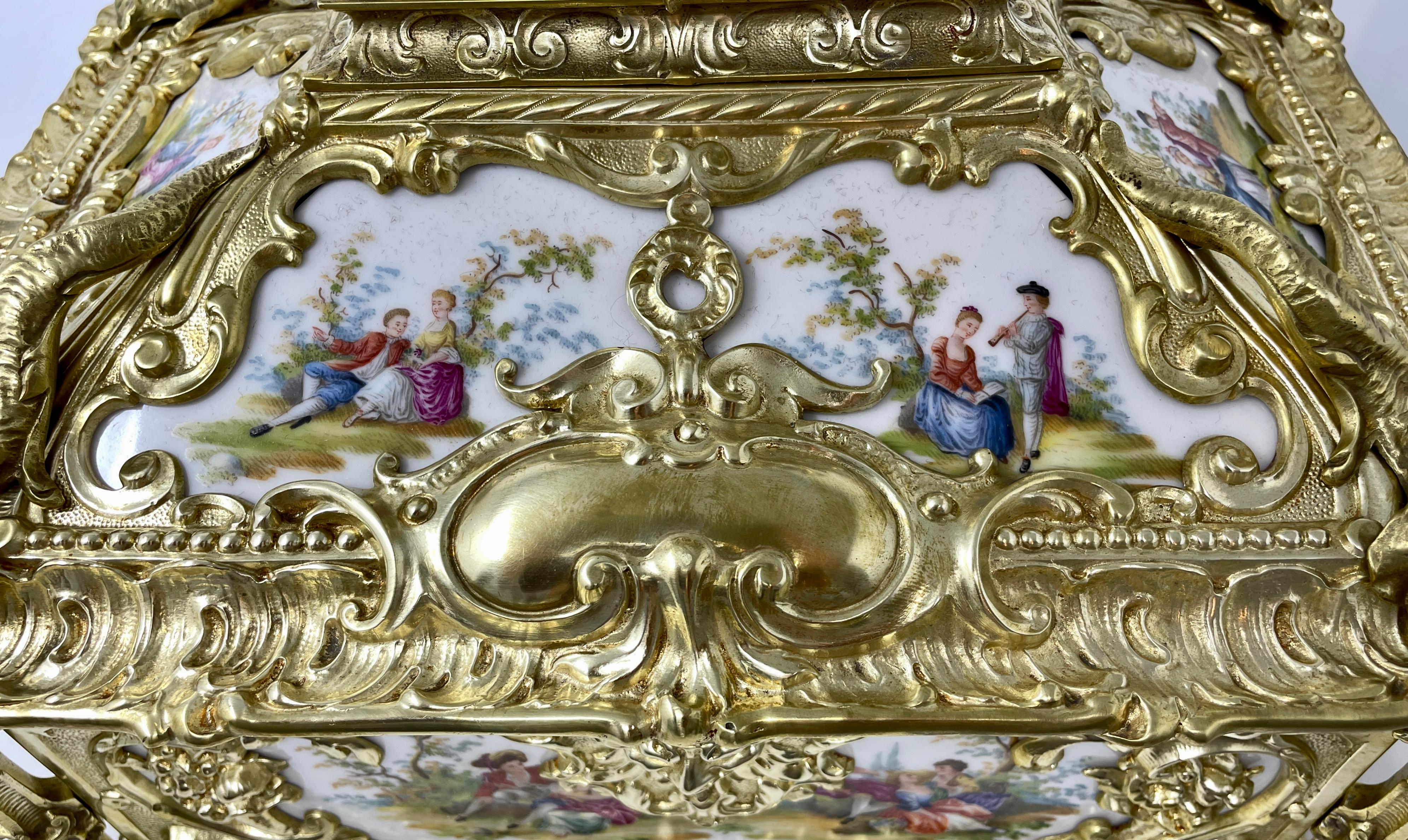 Antique French Napoleon III Limoges and Bronze D' Ore Jewel Box, circa ...