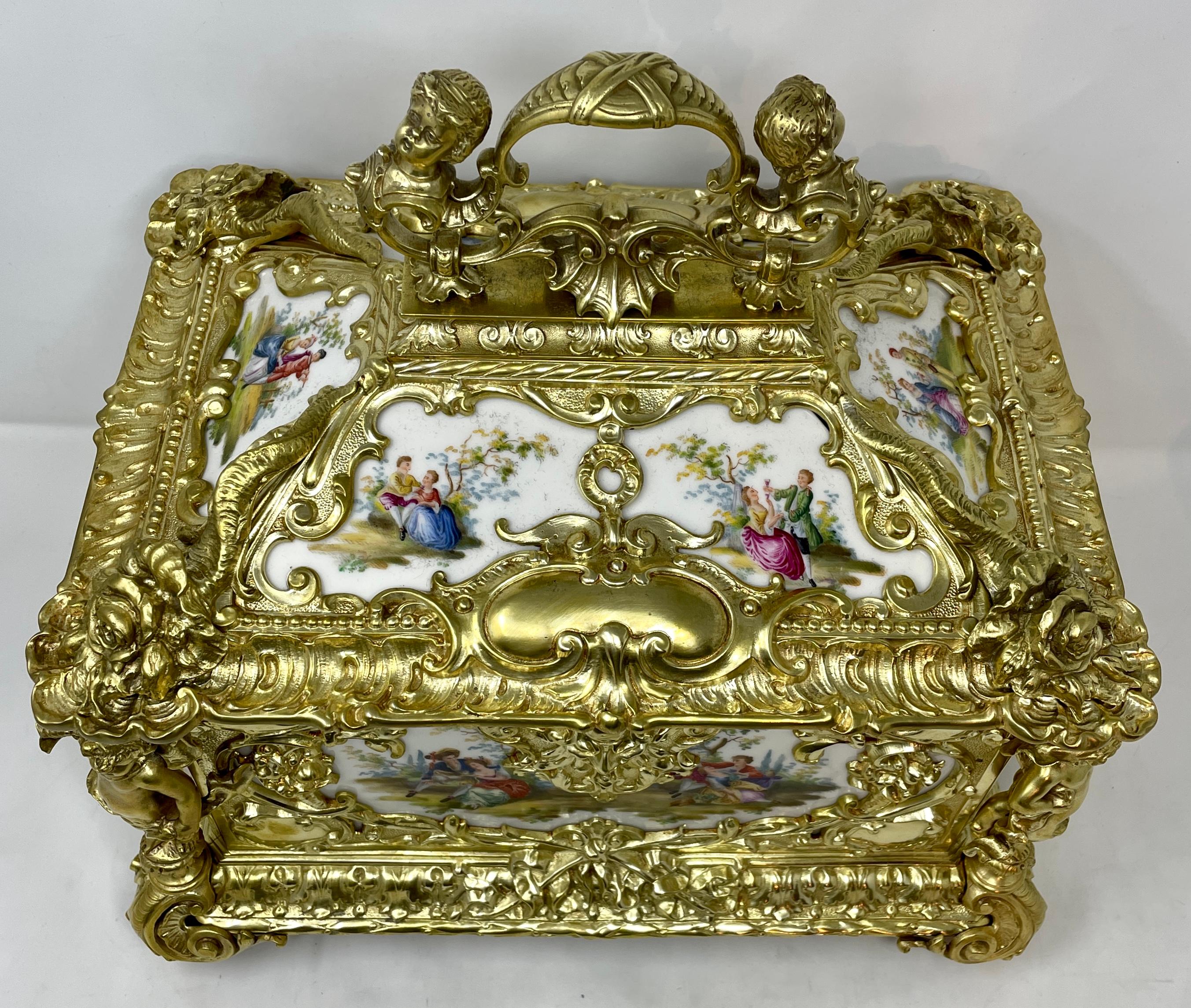 Antique French Napoleon III Limoges and Bronze D' Ore Jewel Box, circa ...