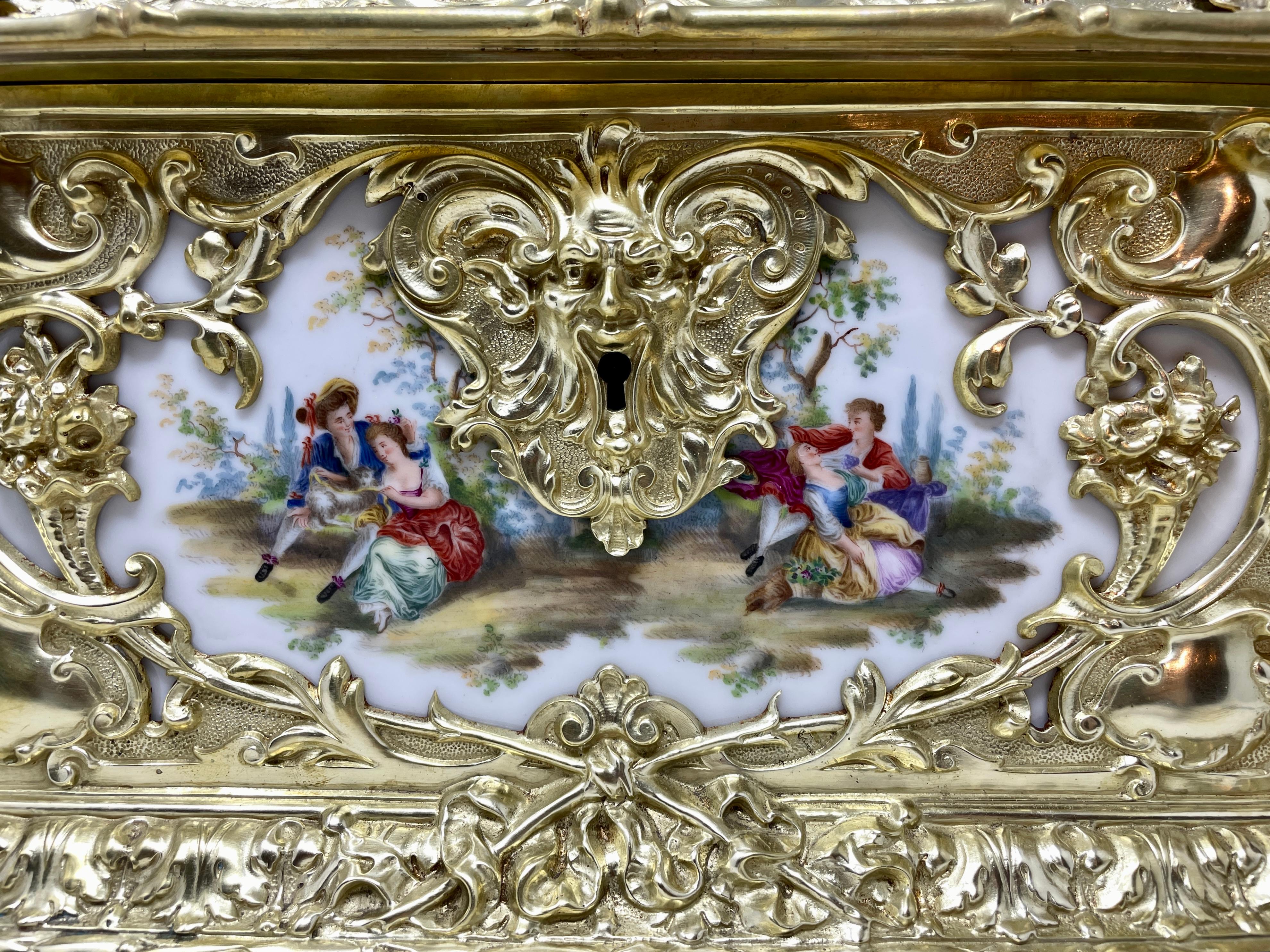 Antique French Napoleon III Limoges and Bronze D' Ore Jewel Box, circa ...