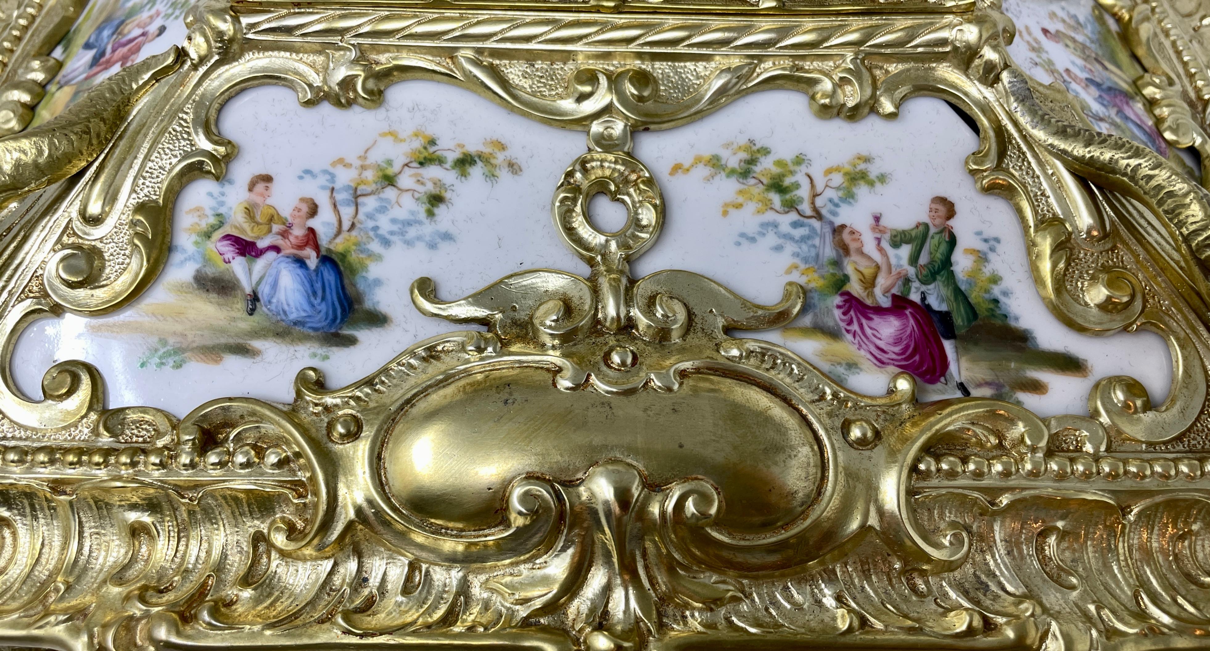 Antique French Napoleon III Limoges and Bronze D' Ore Jewel Box, circa ...