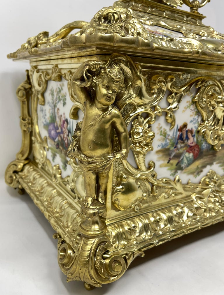 Antique French Napoleon III Limoges and Bronze D' Ore Jewel Box, Circa ...
