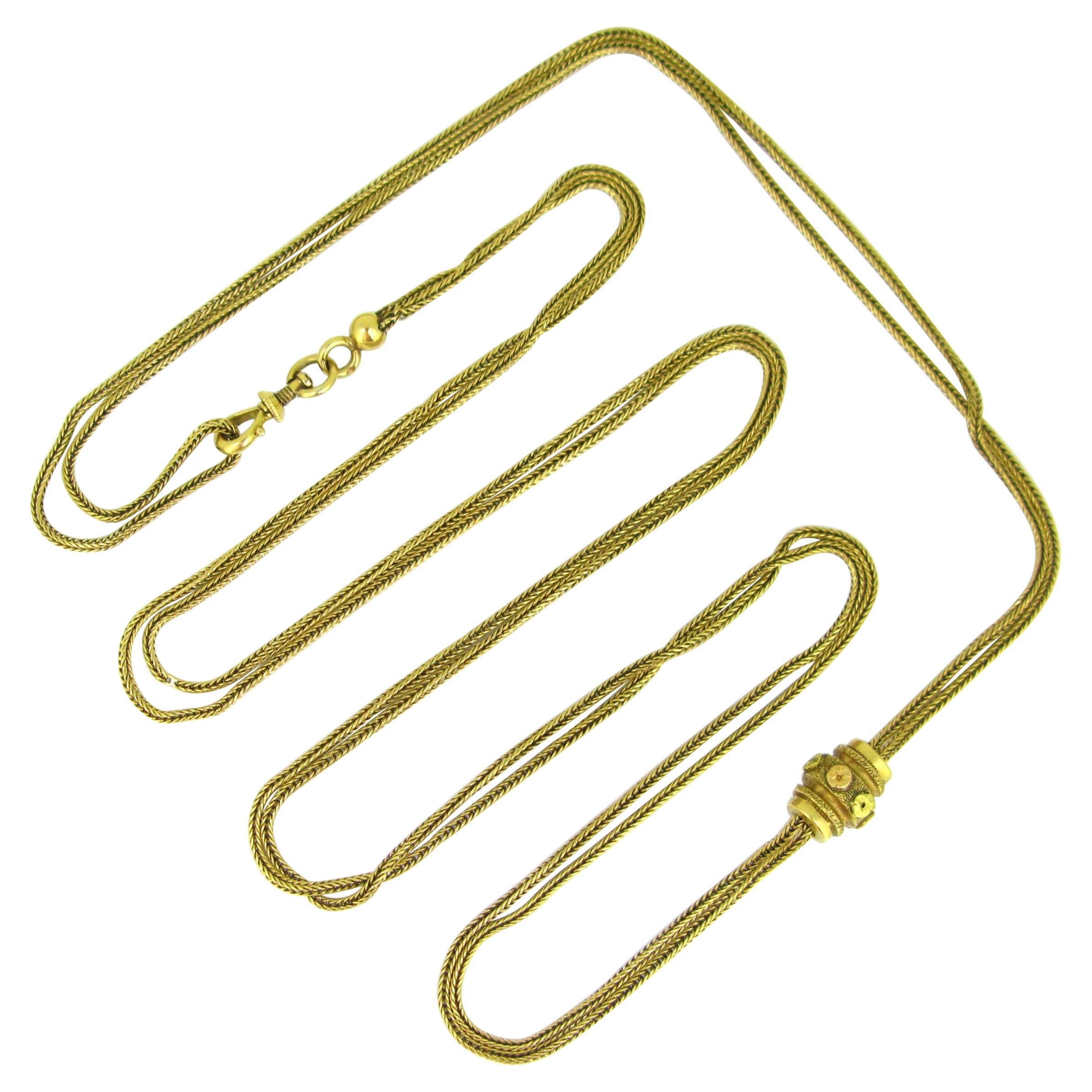 French Antique Long Gold Chain Necklace at 1stDibs | long gold ...