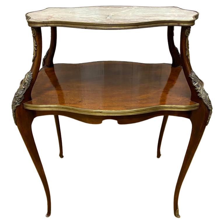 Antique French Napoleon Style Marble Top Ormolu Accent Table For Sale ...