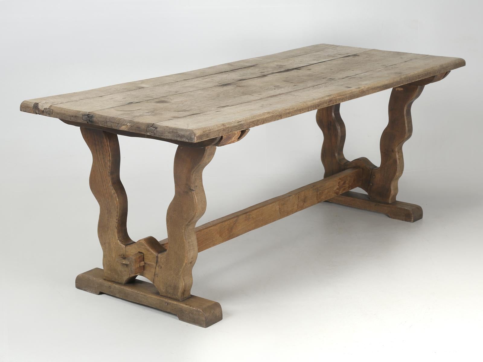 Antique French Naturally Weathered Oak Dining, Kitchen or Farm Table ...