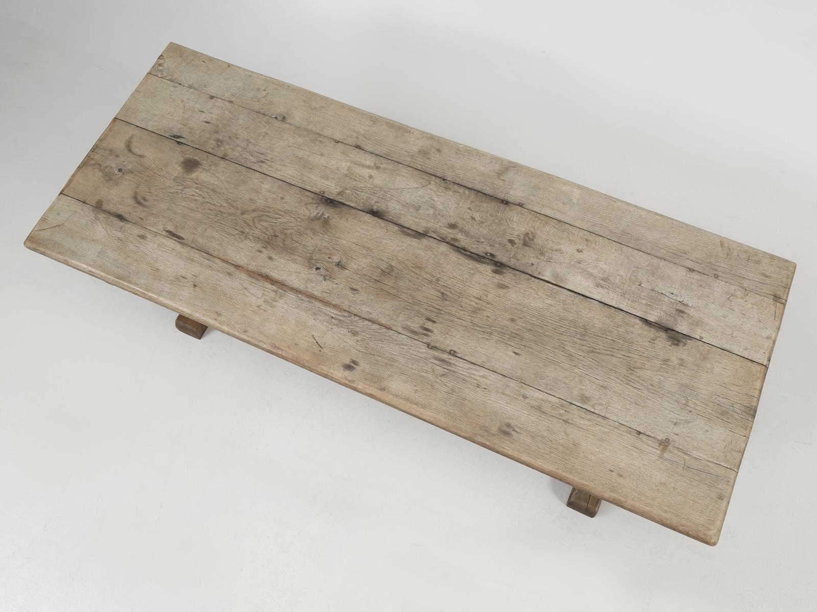 Antique French Naturally Weathered Oak Dining, Kitchen or Farm Table ...