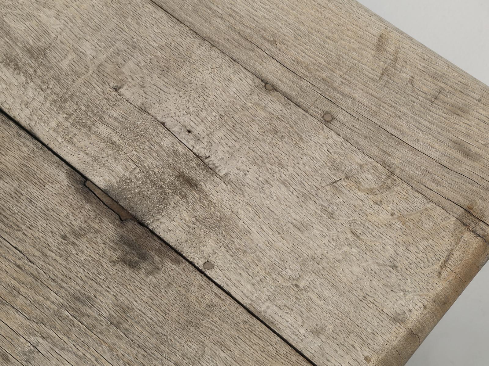 Antique French Naturally Weathered Oak Dining, Kitchen or Farm Table ...