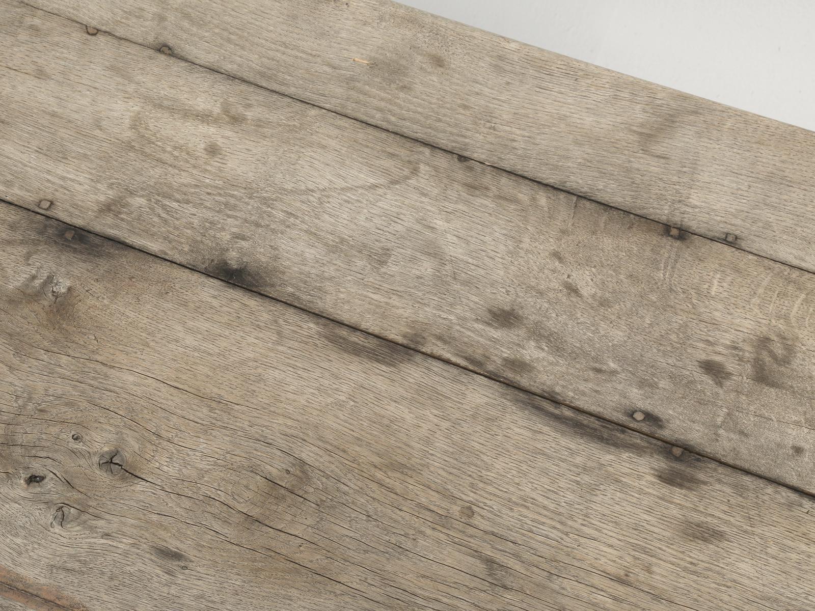 Antique French Naturally Weathered Oak Dining, Kitchen or Farm Table ...