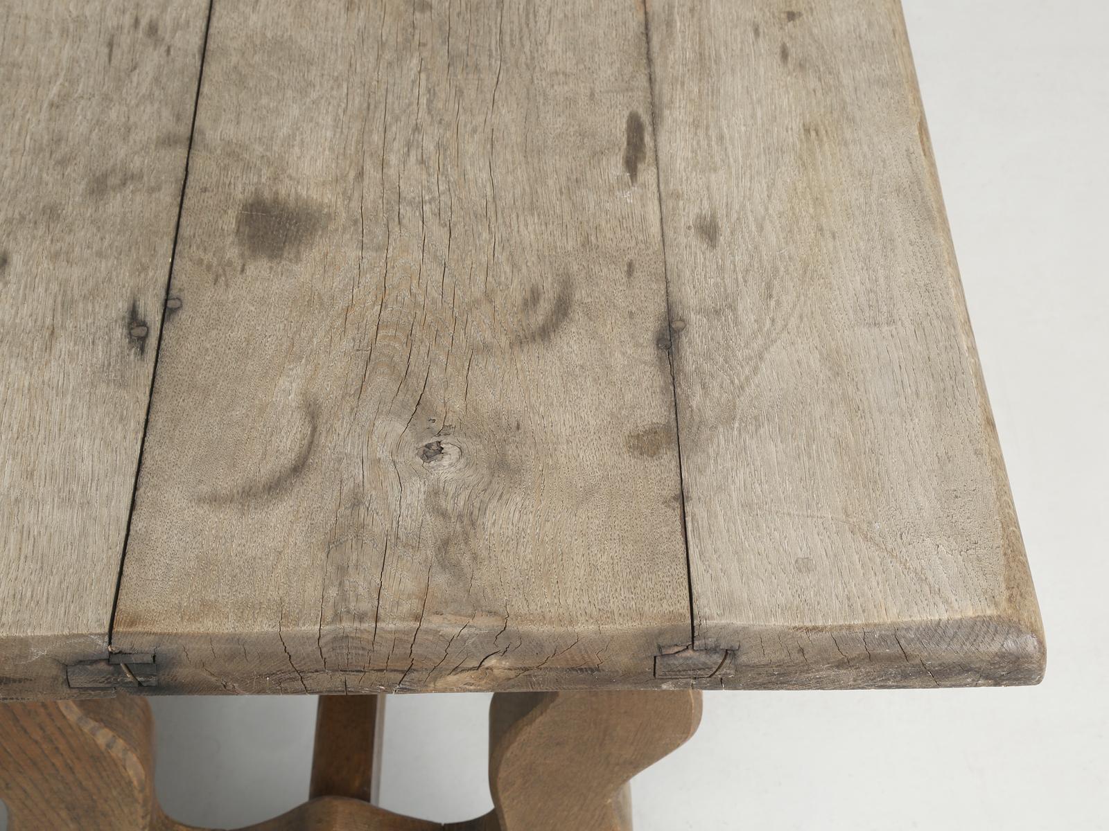 Antique French Naturally Weathered Oak Dining, Kitchen or Farm Table ...