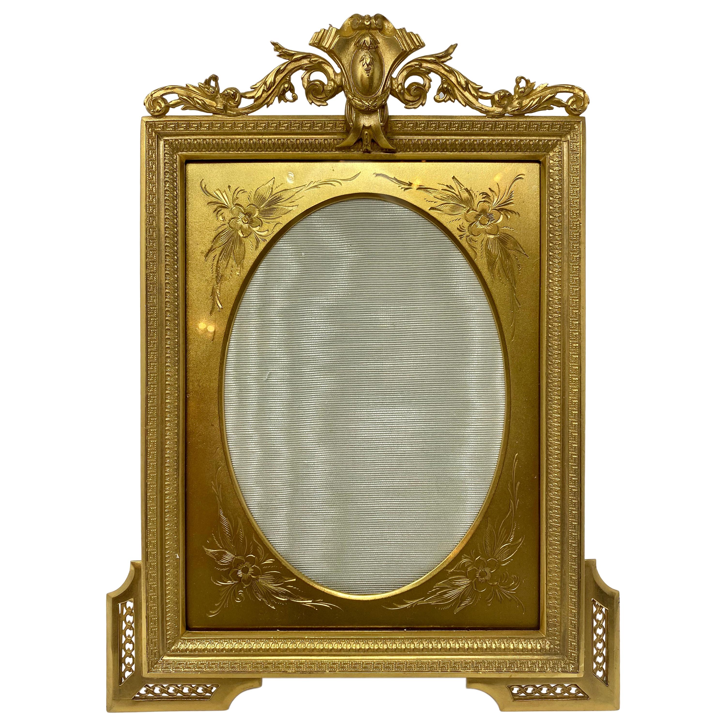 Antique French Neoclassical Bronze D'Ore Picture Frame with Greek Key ...