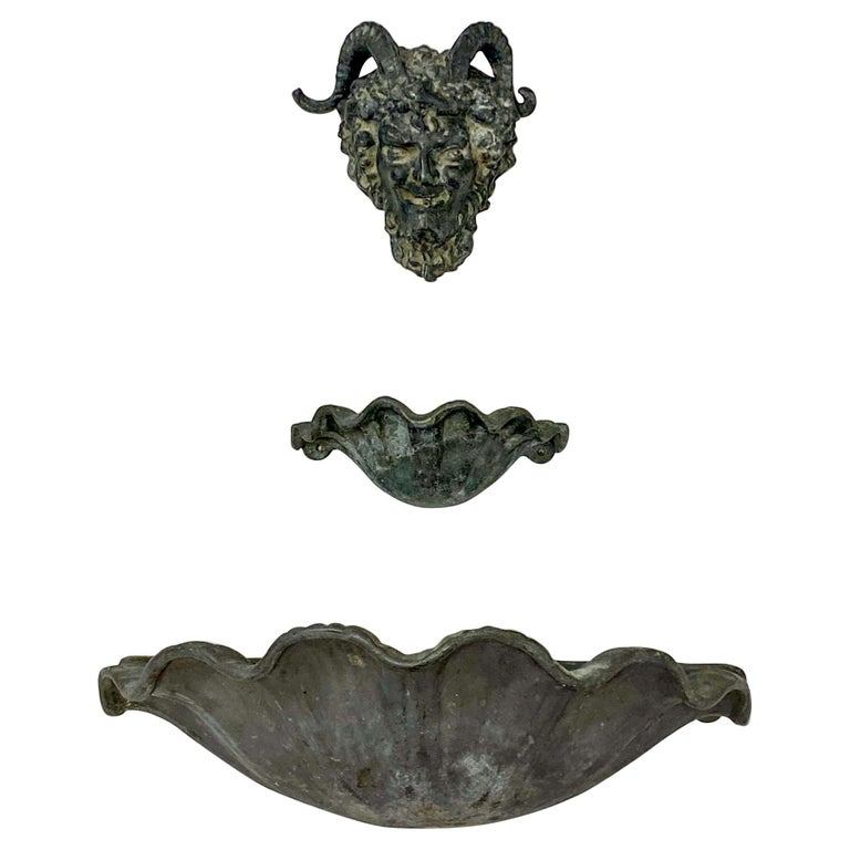 Antique French Neo-Classical Style Shell And Krampus Lead Wall Fountain ...