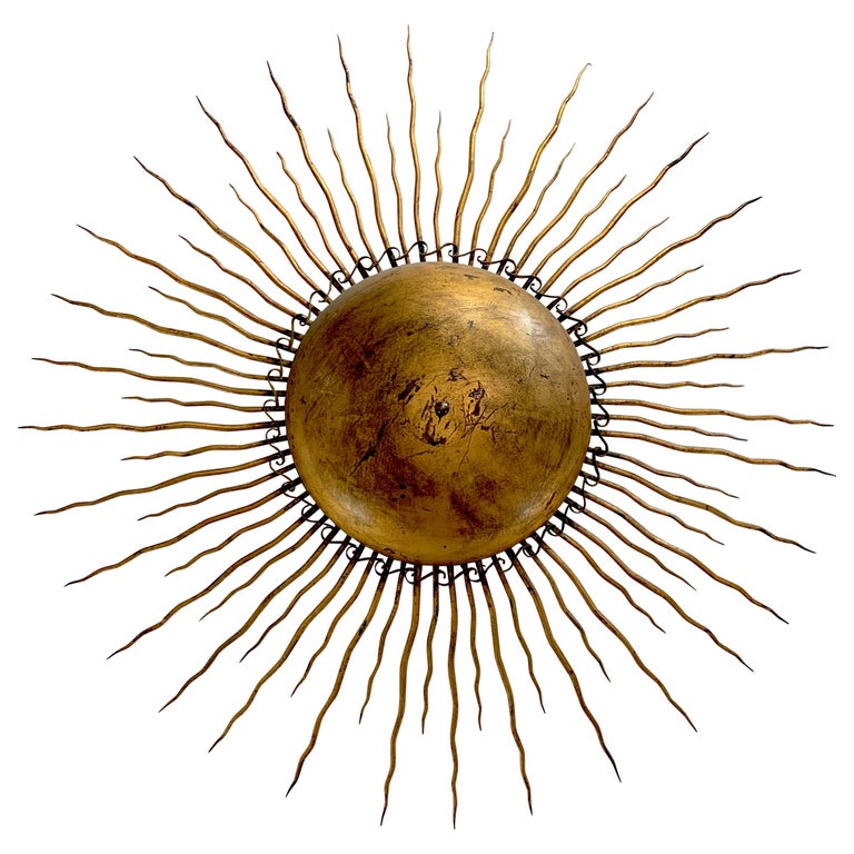 Antique French Neoclassical Gilt Bronze and Iron Sunburst Wall ...