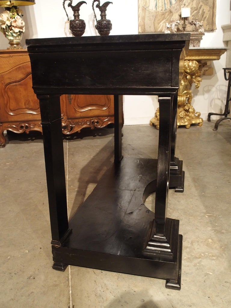 Antique French Neoclassical Lyre Base Console Table in Ebonized ...