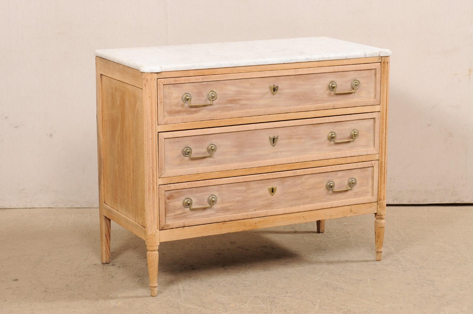 Antique French Neoclassical Style Chest with White Marble Top For Sale ...