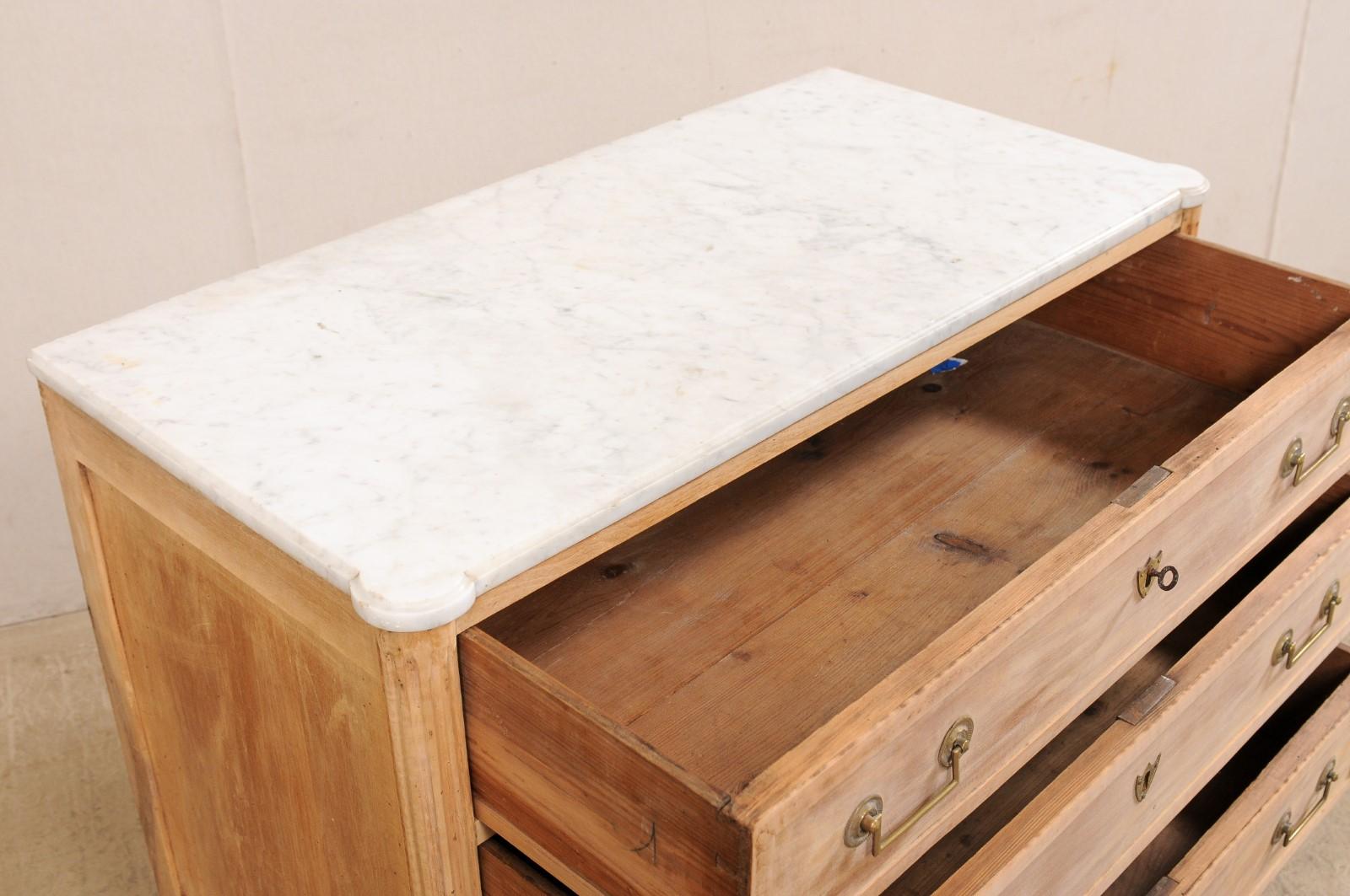 Antique French Neoclassical Style Chest with White Marble Top For Sale ...