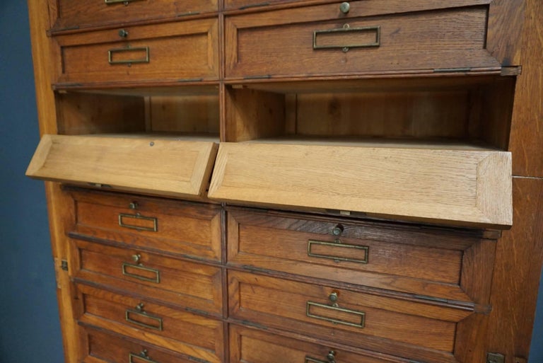 Antique French Oak Bank Cabinet with Drop Down Doors, 1900 at 1stDibs