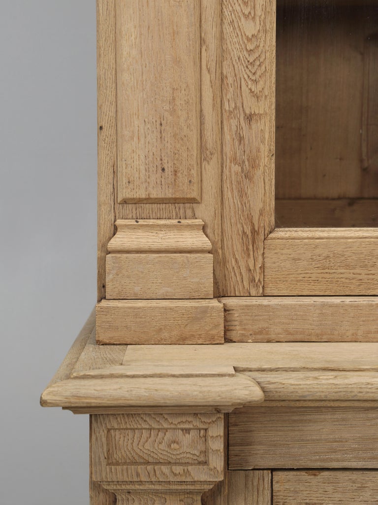 Antique French Oak Bookcase with 2-Original Wavy Glass Doors ...