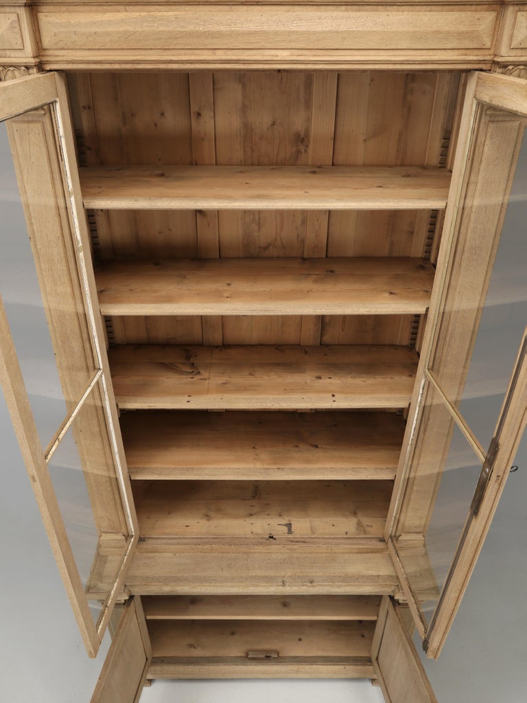 Antique French Oak Bookcase with 2-Original Wavy Glass Doors ...