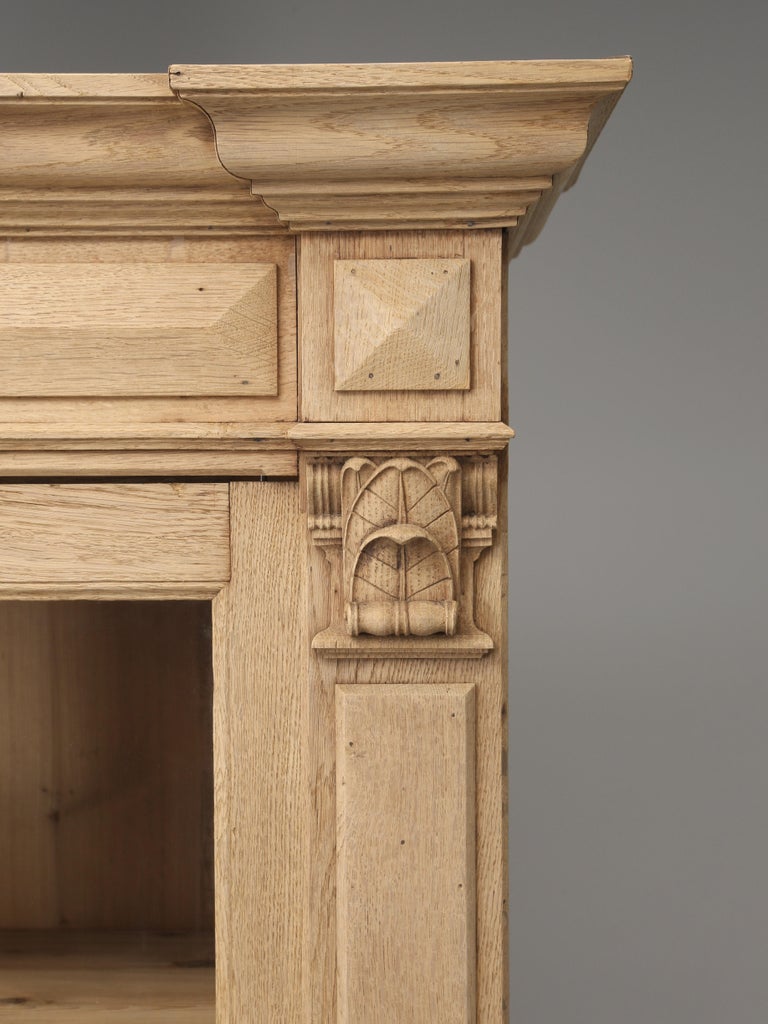 Antique French Oak Bookcase with 2-Original Wavy Glass Doors ...