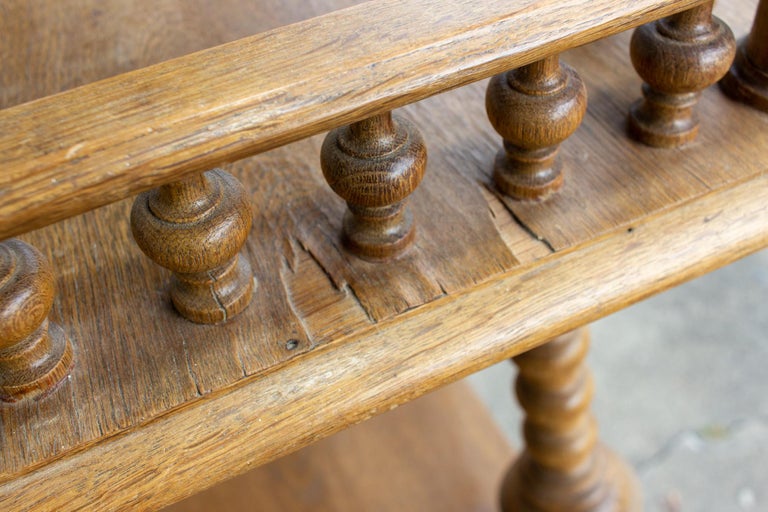 Antique French Oak Gothic Revival Spindle Leg Table with Drawer For ...