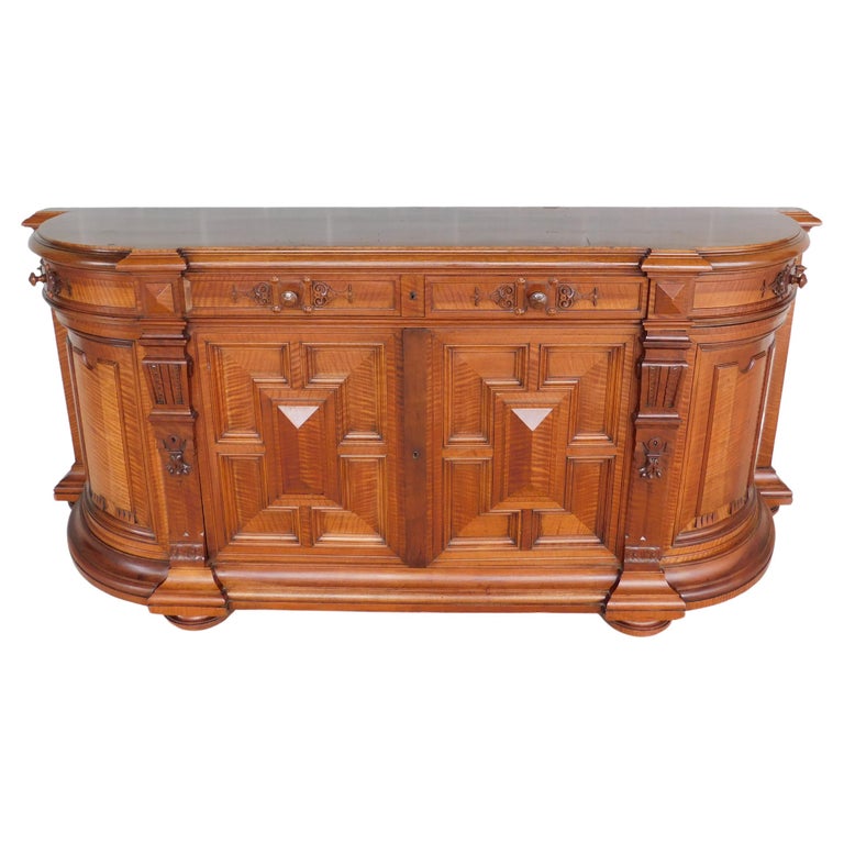 Antique French Oak and Tiger Maple Renaissance Revival Buffet For Sale ...