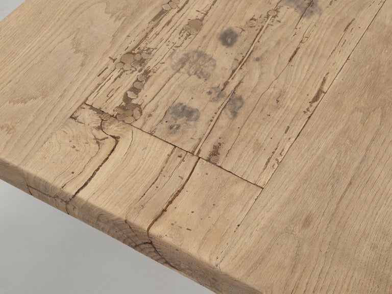 Antique French Oak Trestle Farm Table Thick Top Orig, Patina Over 200 ...