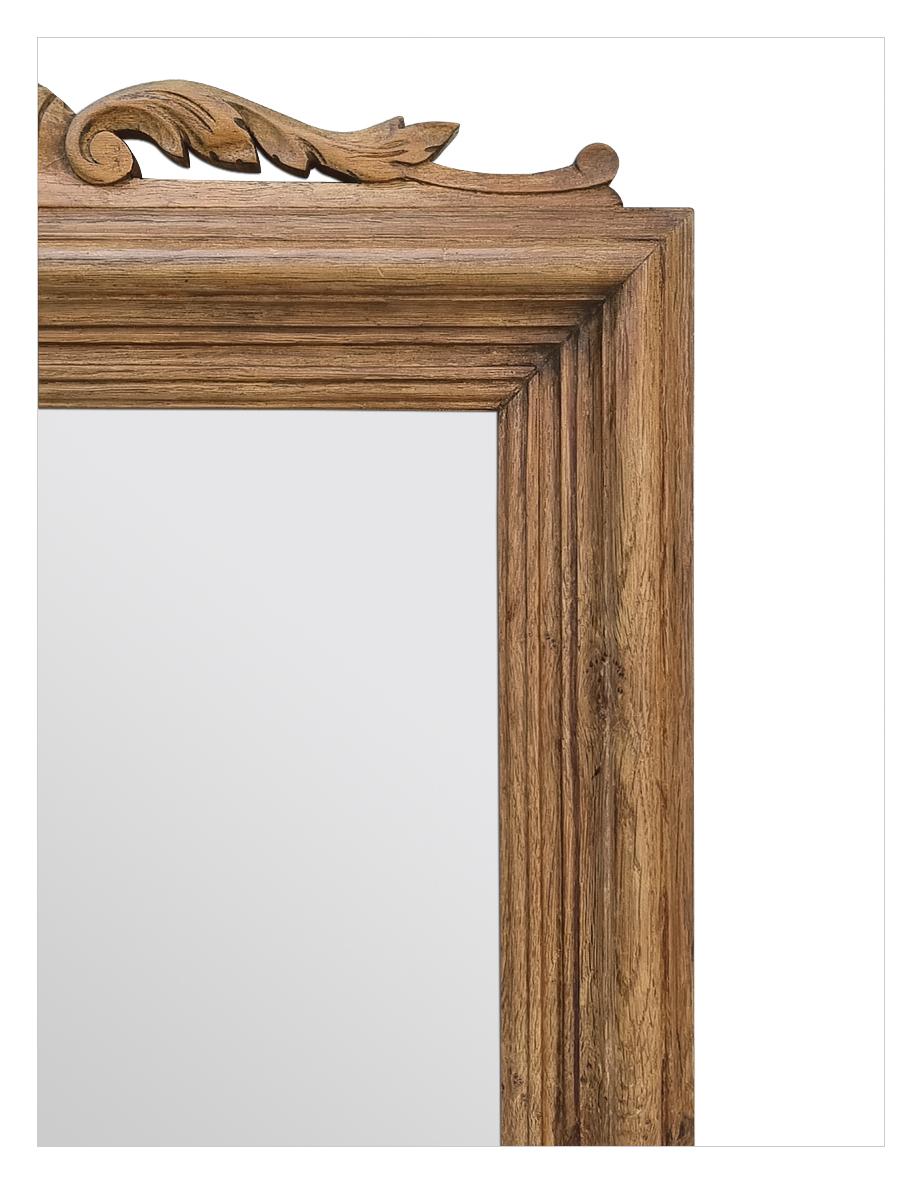 Antique French Oak Wood Mirror With Carved Pediment, circa 1940 For ...